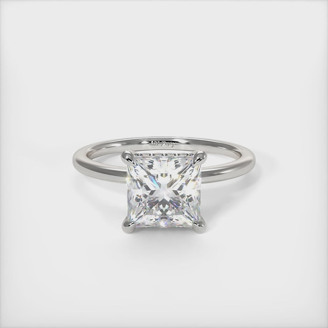 Jade Princess Cut Moissanite Engagement Ring/ AGI Design